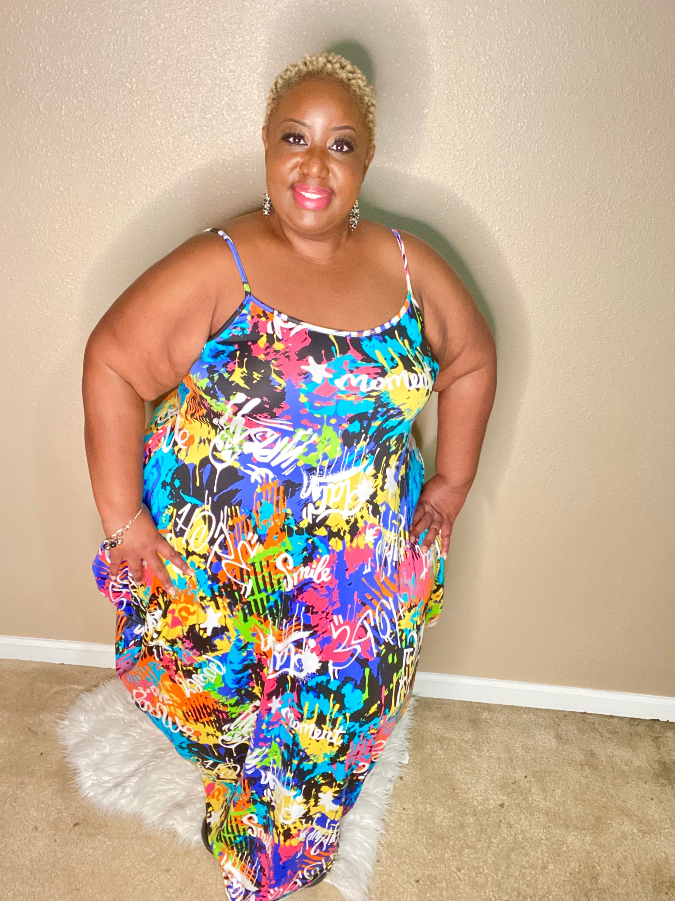 Cami Graffiti Print Maxi Dress – Lady Nicci Boutique