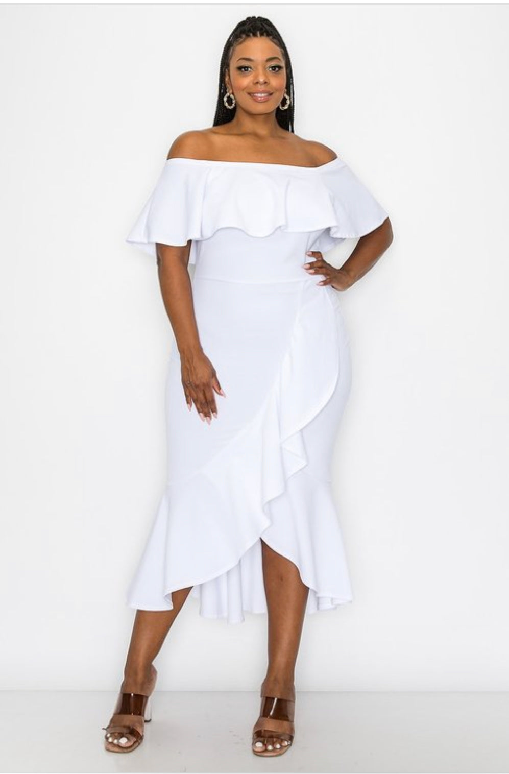 White Ruffle Midi Dress – Lady Nicci Boutique